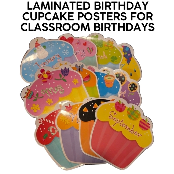 Party Supplies | Colorful Cupcake Posters For Classroom Birthday ...